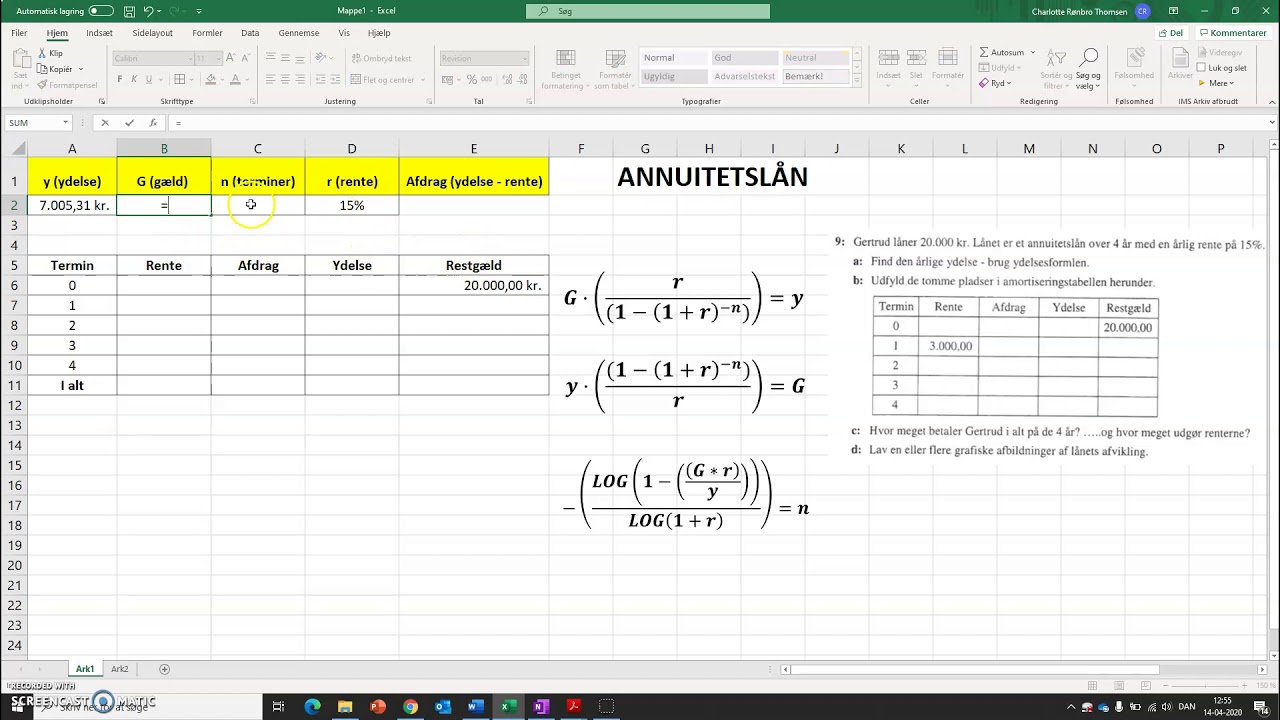 Annuitetslånsformler i Excel - YouTube