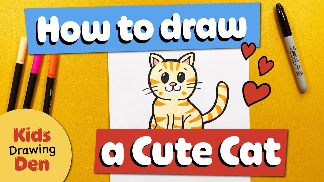 How to Draw a Cute Cat – Easy Drawing for Kids - YouTube