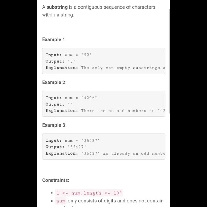 Largest Odd Number in String | Weekly Contest 246 | LeetCode | #Shorts ...