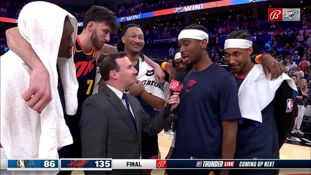 The OKC Thunder's post game interview tradition continues after they secure the first seed this ...