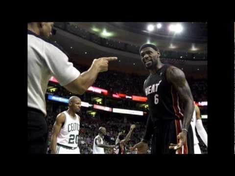 NBA 2012 angry Lebron james gives badwords & smashes the referee down ...