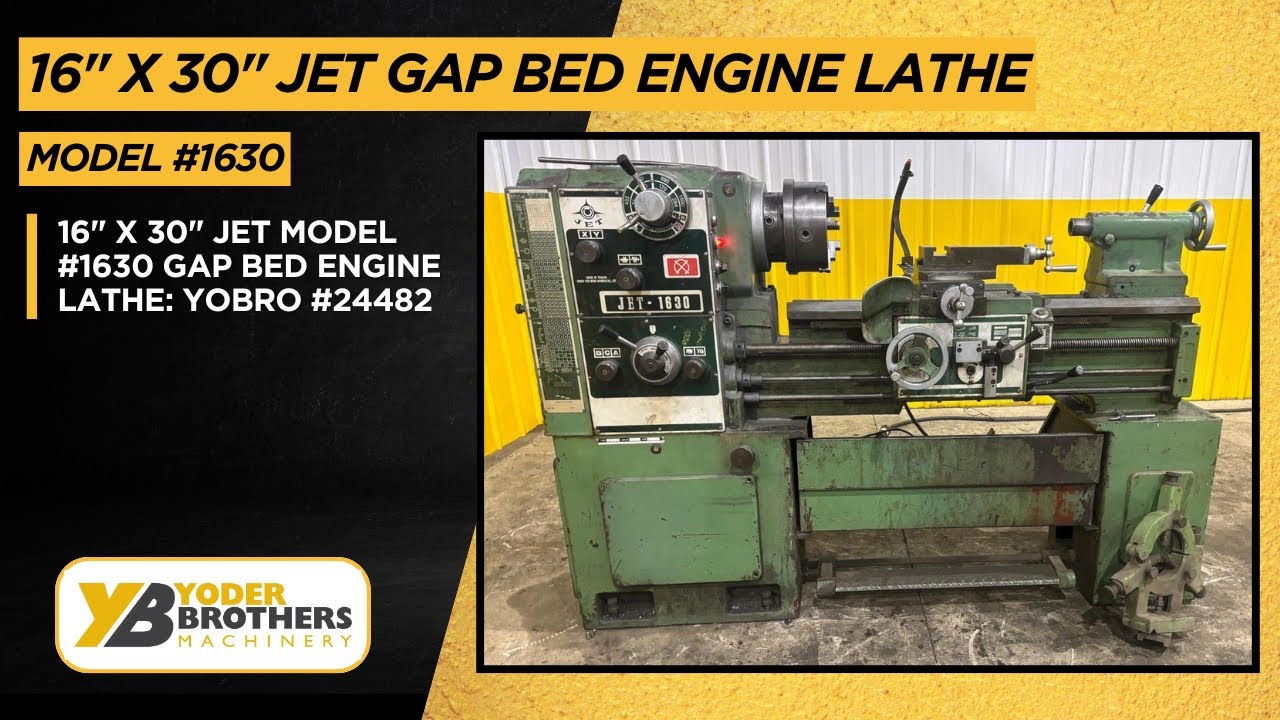 16" X 30" JET MODEL #1630 GAP BED ENGINE LATHE: YOBRO #24482 - YouTube