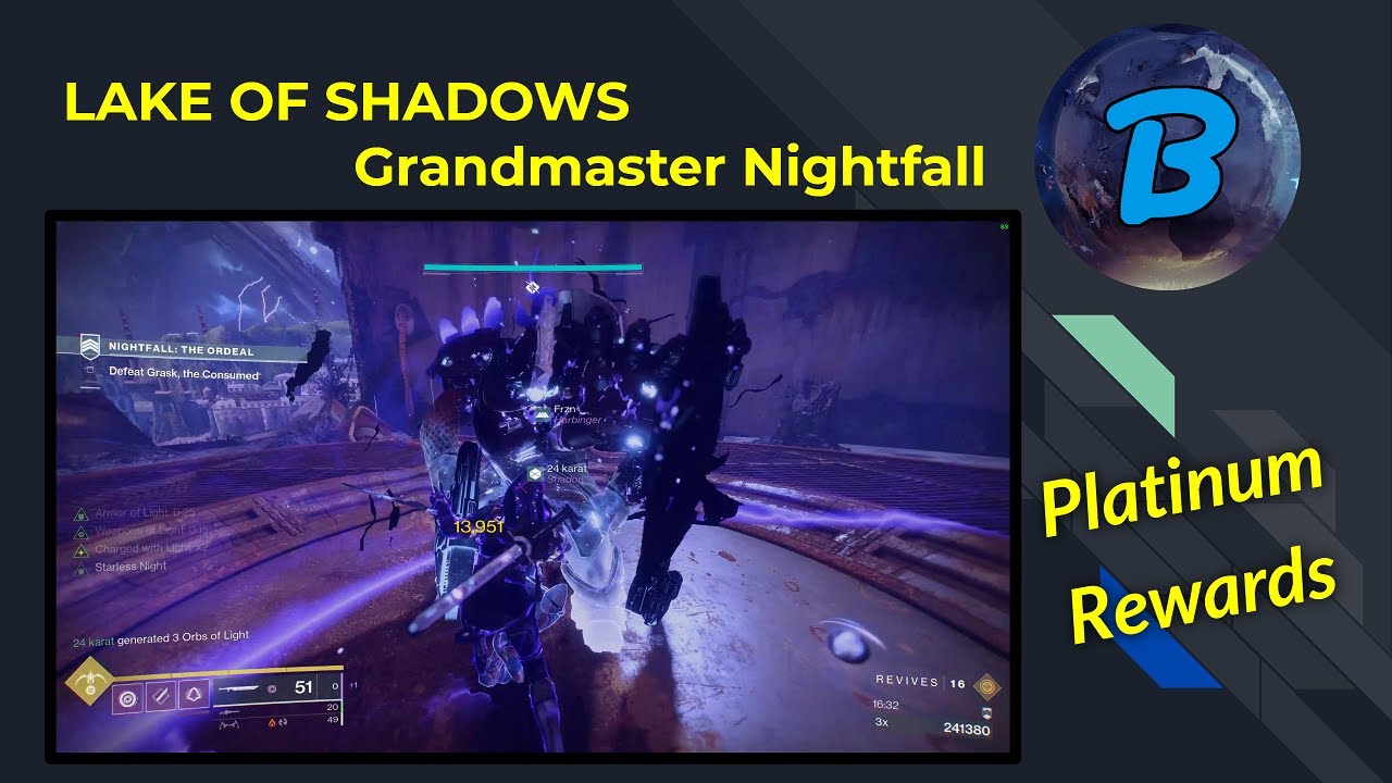Lake of Shadows - Grandmaster Nightfall (Platinum Rewards) - YouTube