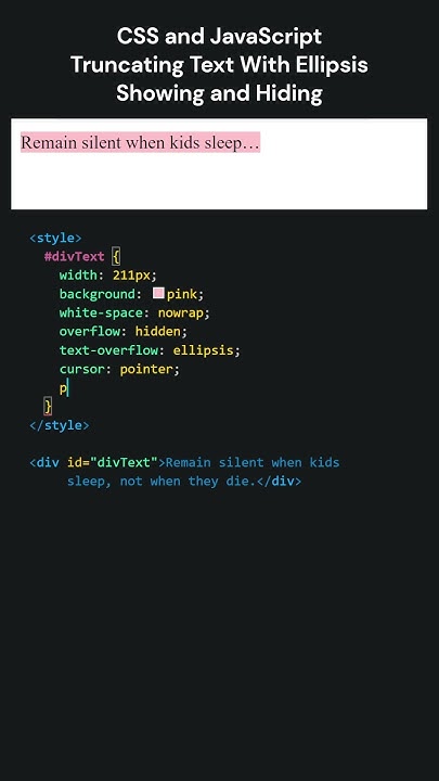 CSS and JavaScript: Truncating Text With Ellipsis - Showing And Hiding Overflowing Text - YouTube