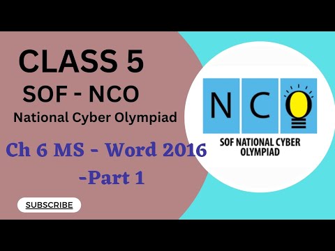 Class 5/SOF-NCO/Ch 6 - MS- Word 2016 Part 1 #nco #CyberOlympiad # ...