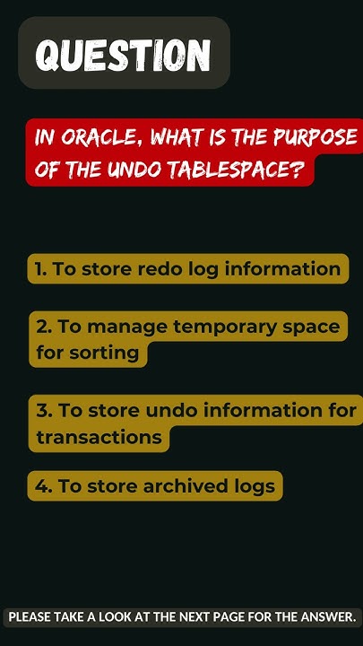 Oracle Undo Tablespace Whats Its Primary Function Oracledba Interviewquestions Youtube