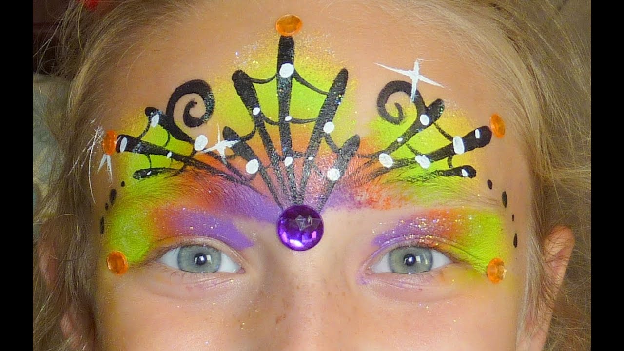 Spiderweb Crown Halloween Face Painting - YouTube
