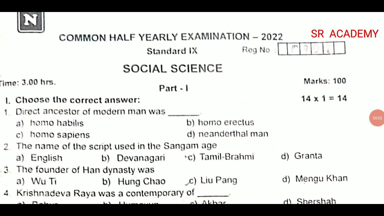9th social science second term half yearly 2022 original question paper ...