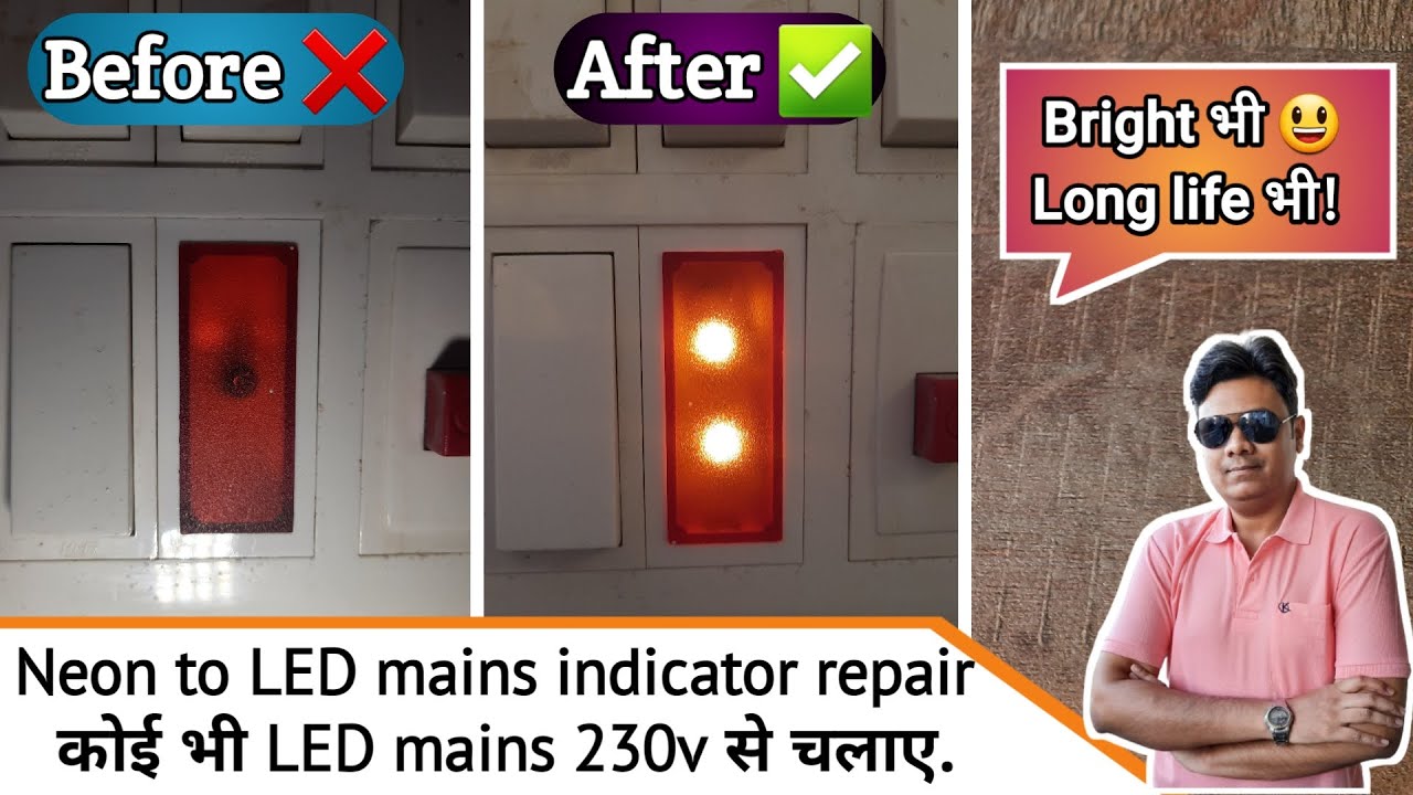 How to Repair Mains Switchboard Indicator | Neon lamp to LED upgrade ...
