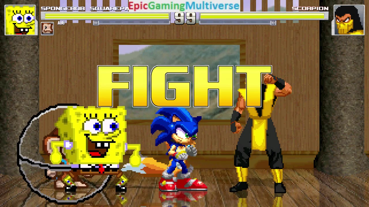 Sega Characters And SpongeBob SquarePants VS Scorpion In A MUGEN Match ...