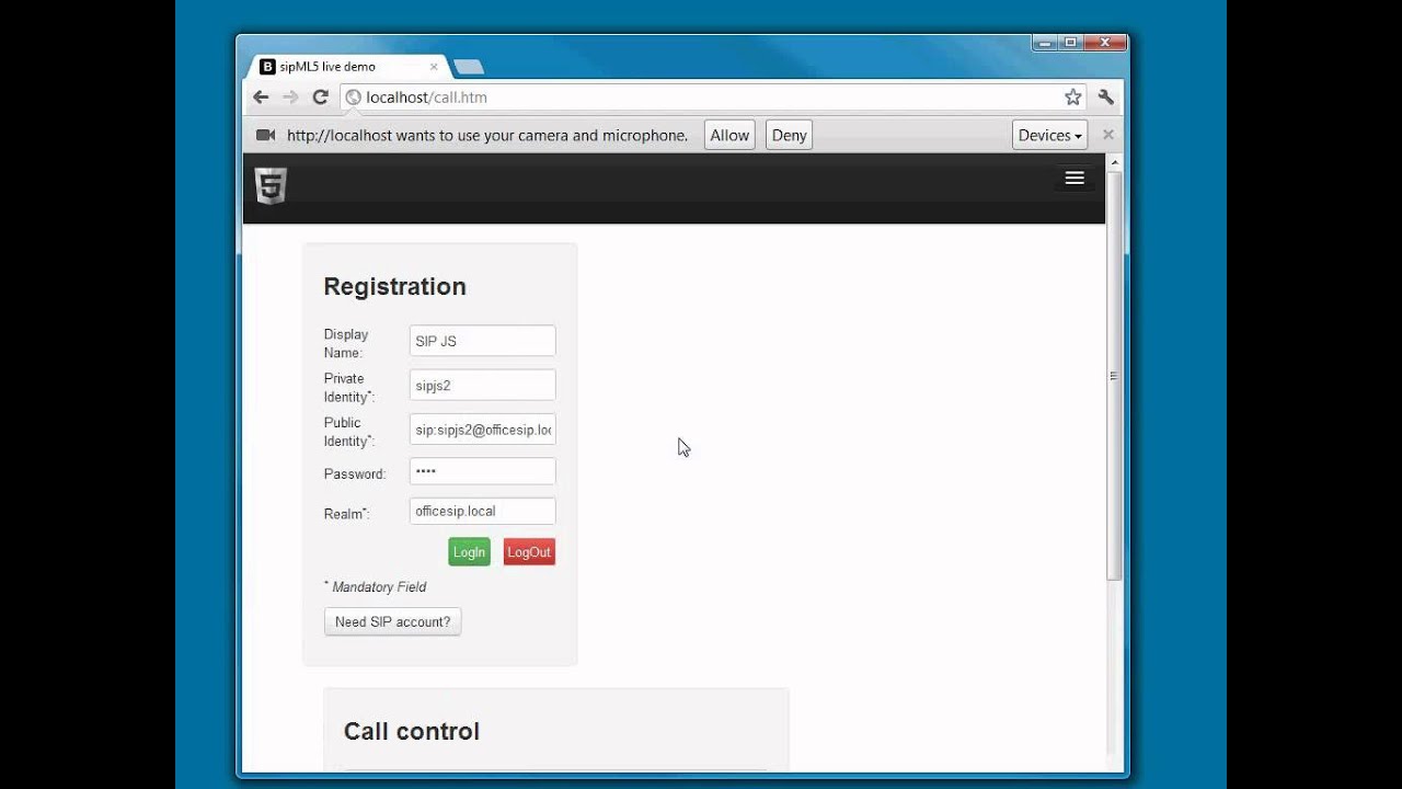 sip server for windows and sipml5 (html5,javascript sip client) - YouTube