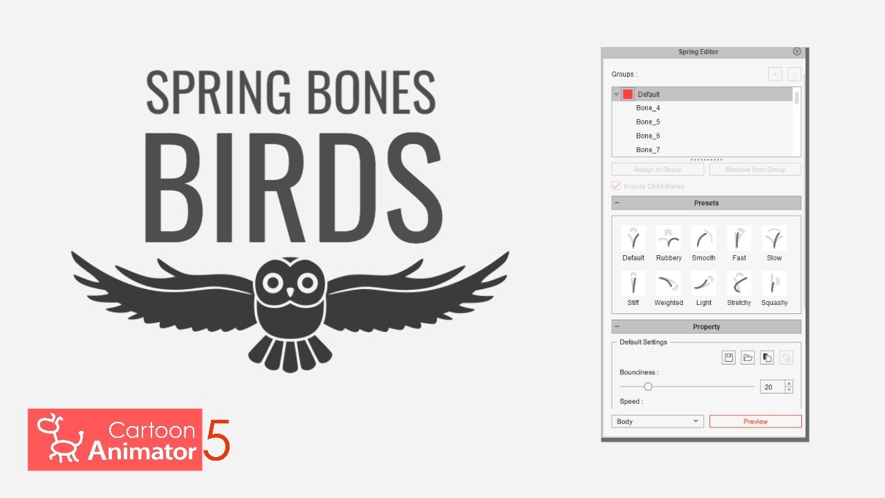 spring bones bird animation in cartoon Animator 5 - YouTube