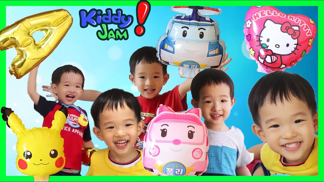Learn Colors Balloons with Five Little Babies Jumping on the Bed Song ...