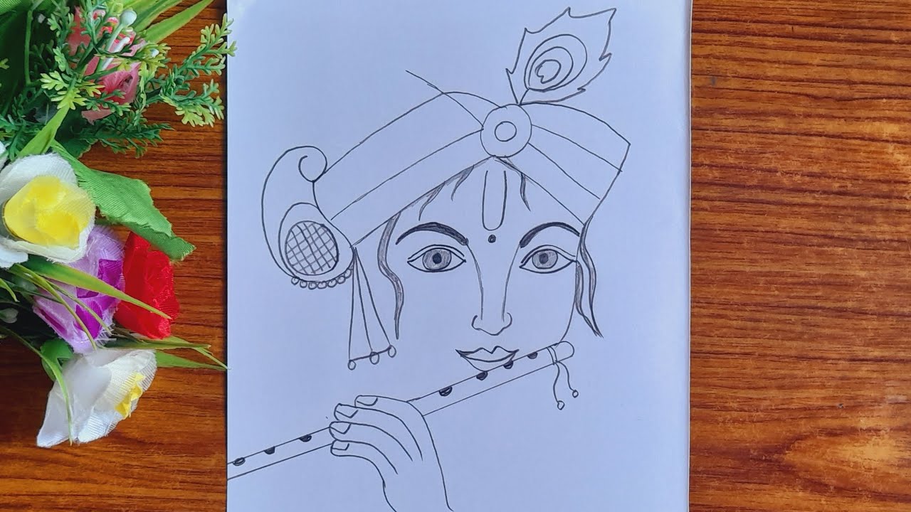 How to draw Sri Krishna | Krishna Drawing tutorials #krishna # ...