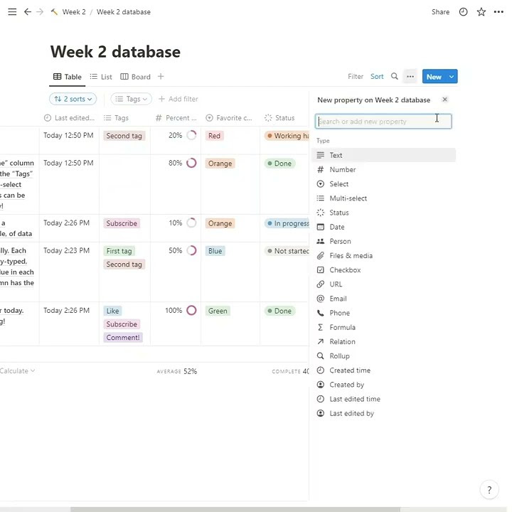 Notion Day 14 Databases Calculated Columns And Formulas Youtube