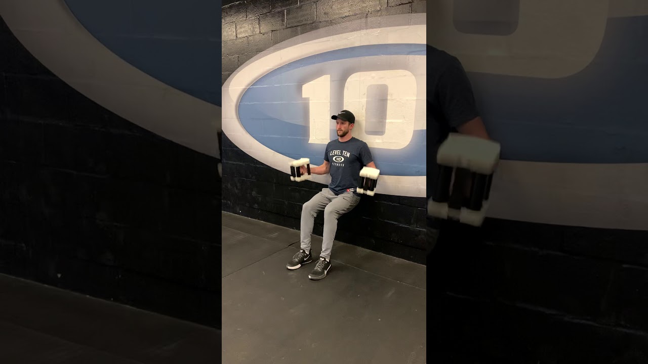 Wall Sit DB Bicep Curl - YouTube