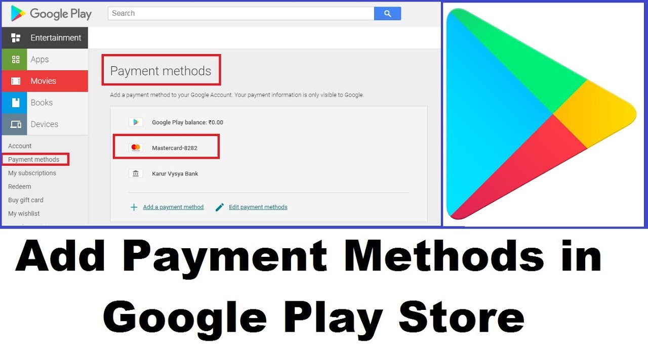 How to add Debit Card or Payment Methods on Google Play Store? - YouTube