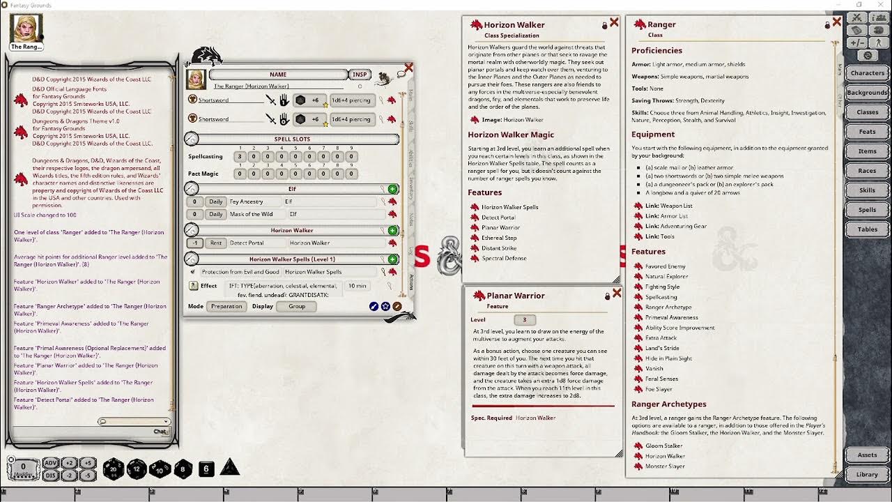 FGU Character Creation | 5e | Ranger Class - Horizon Walker | Fantasy Grounds Unity - YouTube