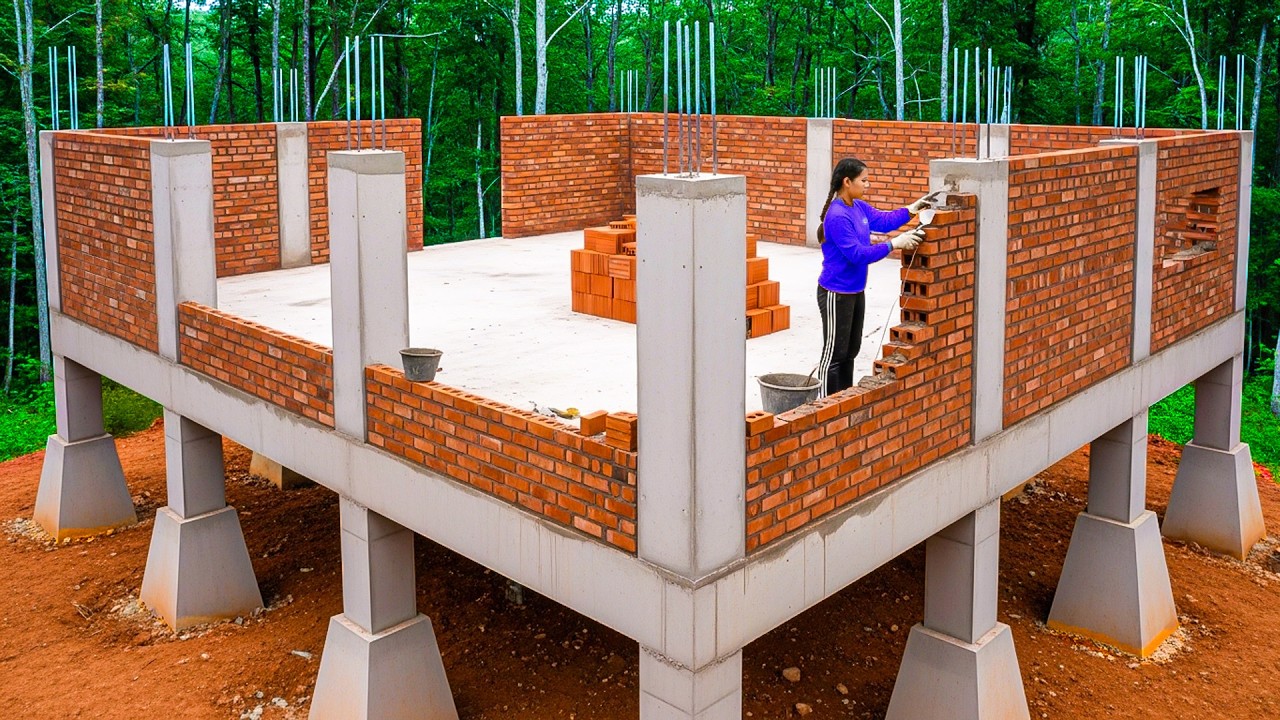Step by Step Elevated House Build | Strong Brick Walls Shape My Dream ...