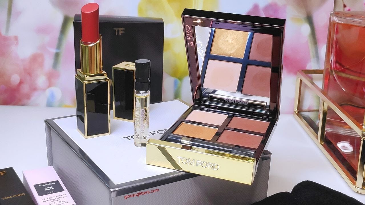 Tom Ford Gift Unboxing | Neutral Eyeshadow Palette | Rosy Red Lipstick ...