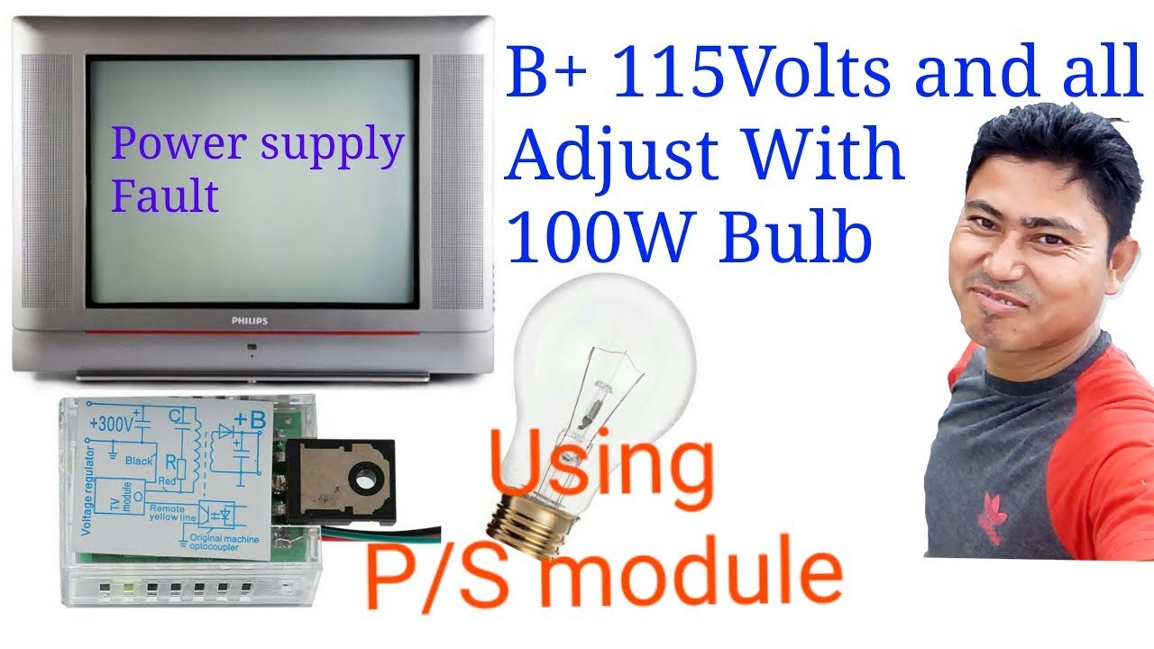 How to install and adjust tv smps voltages with load 100W bulb. - YouTube