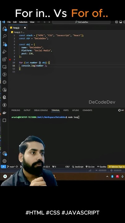 For In Vs For Of Loop In Javascript Explained Javascript Html Forin