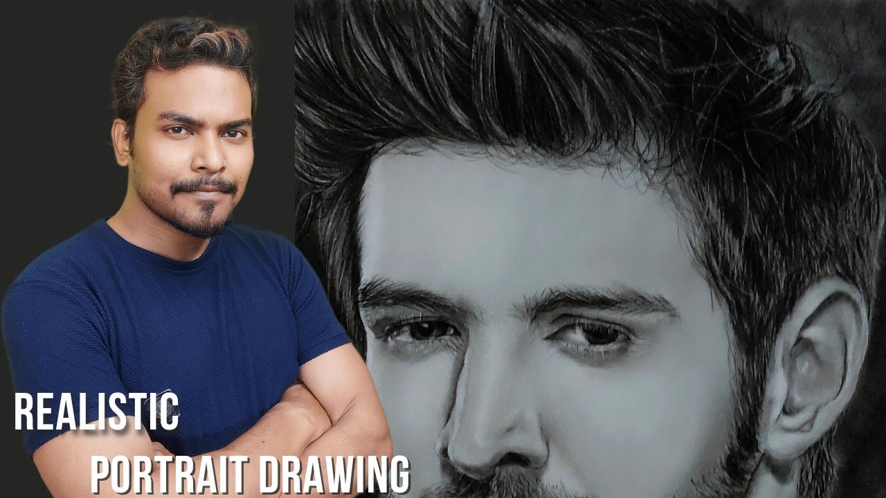 Realistic Portrait Drawing Time Lapse || Kartik Aryan Sketch - YouTube