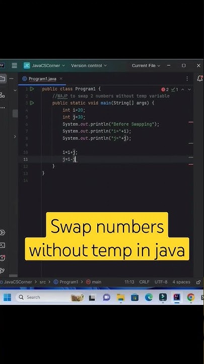 Java program to swap numbers without temp variable #shortsfeed #youtubeshorts #viralvideo #java ...