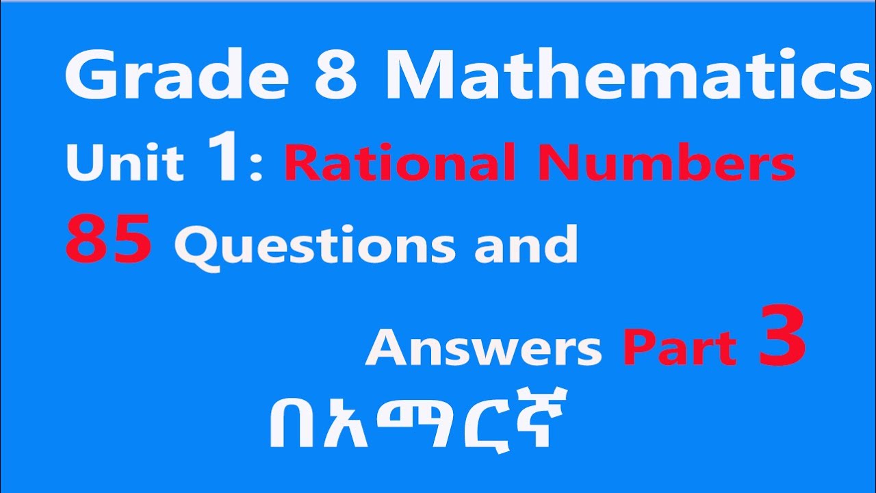 Grade 8 Mathematics Unit 1 Part 3 | Rational Numbers Questions and ...