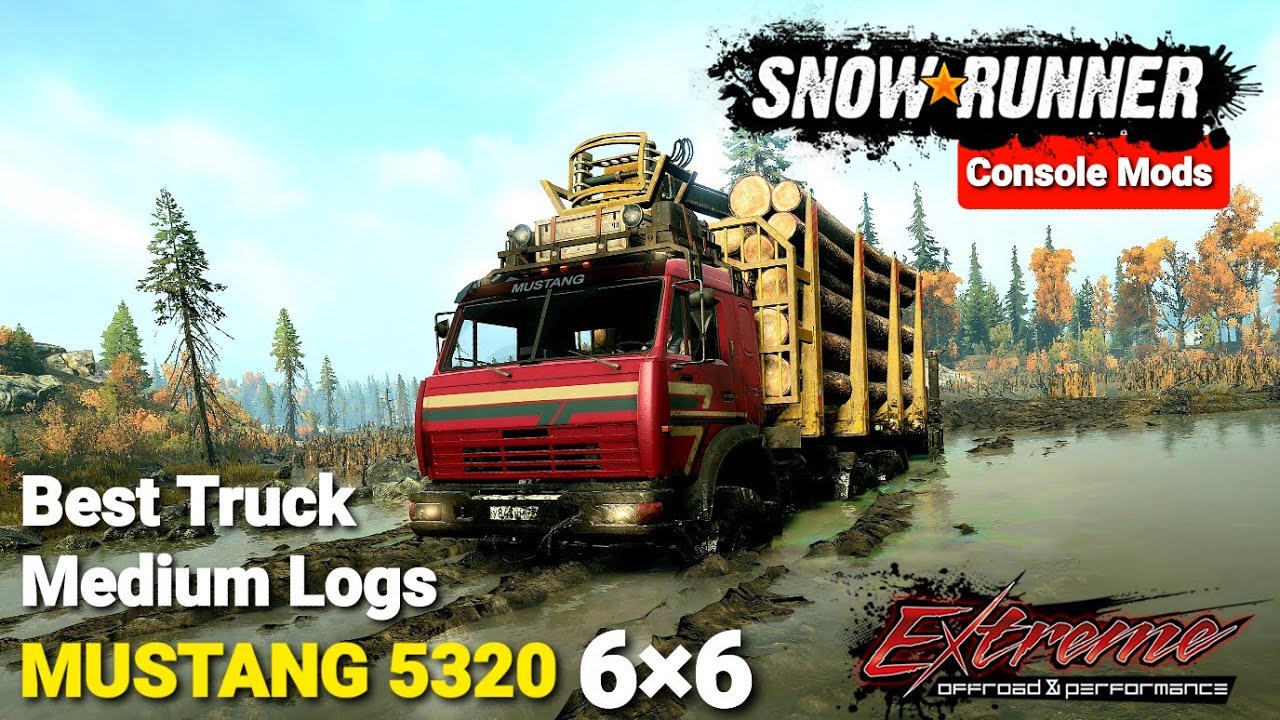 SnowRunner: Best Truck Medium Logs - MUSTANG 5320 6×6 - YouTube