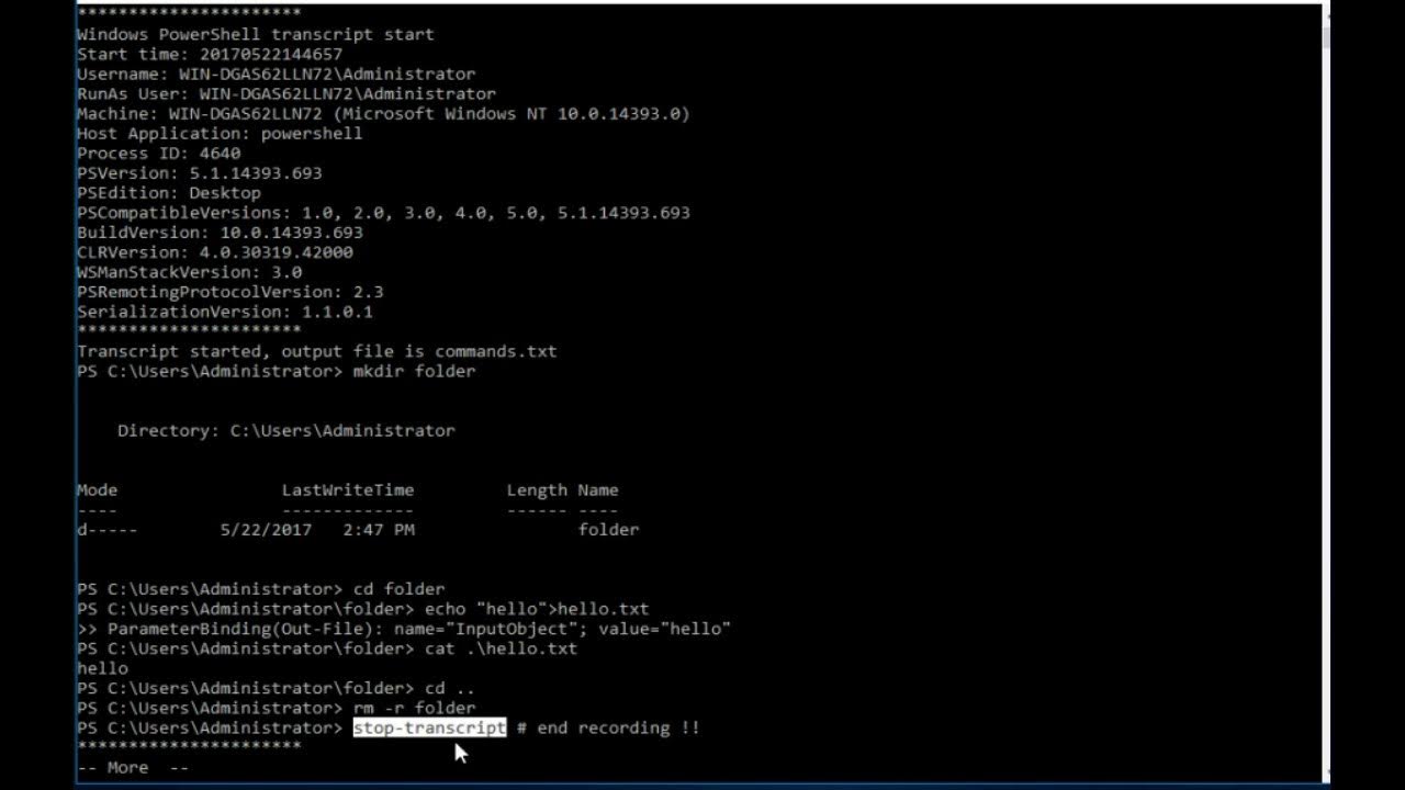 How to record all commands in Powershell session to a text file - YouTube