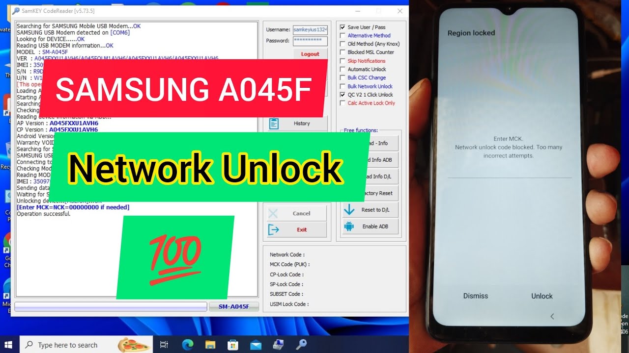 SAMSUNG A04 (SM-A045F) NETWORK UNLOCK DONE MCK CODE DONE - YouTube