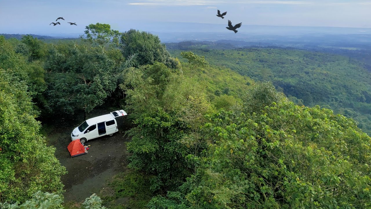 Camping di Bukit Lambosir Ciremai dengan Nissan Evalia Matic kayak gini ...