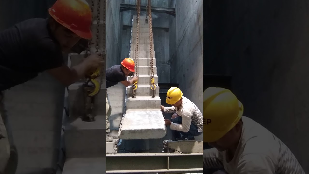 Instal tangga Precast - YouTube