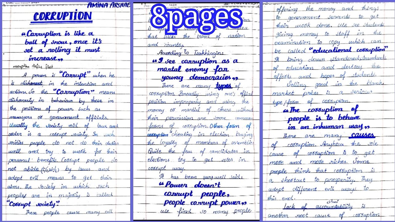 Essay on "Corruption"in english with quotations|corruption in pakistan ...