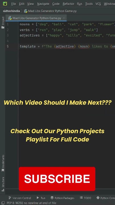 Mad Libs Generator Python Game Trick 😉 #madlibs #python #coding #programming - YouTube