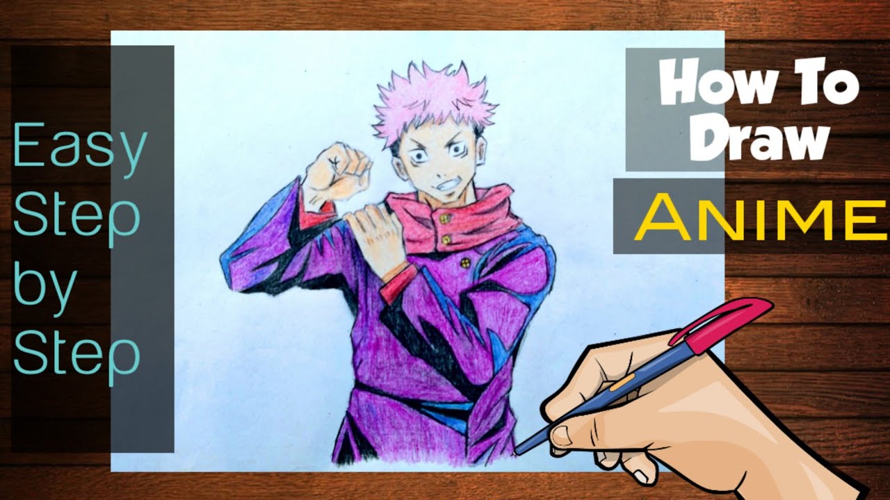 how to draw jujitsu kaisen yuji | how to draw yuji itadori step by step ...