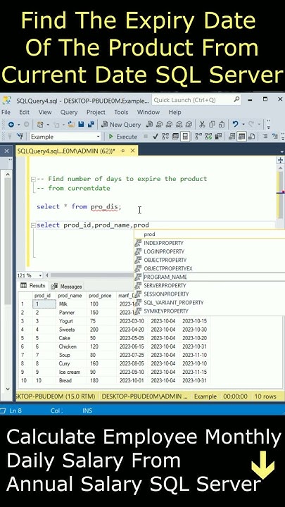 Find The Expiry Date Of Any Product From Current Date Sqlserver Youtube