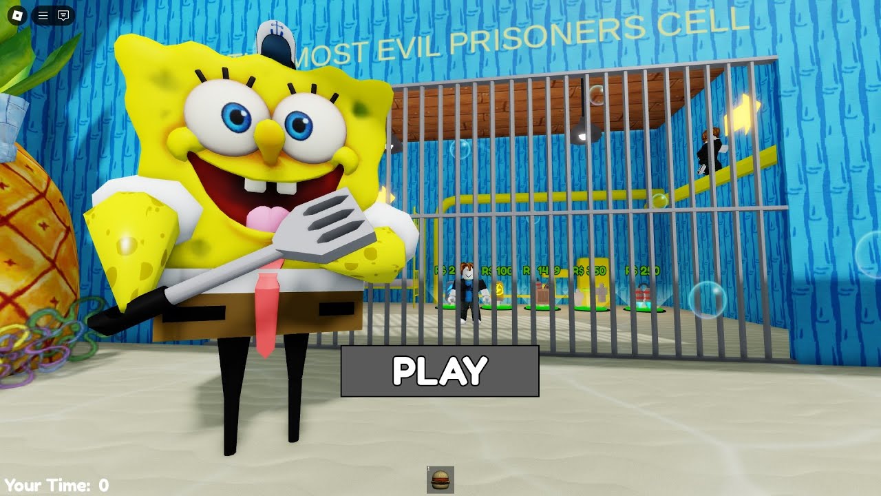 COP SPONGEBOB Team Vs PRISONER BARRY Team in BARRY'S PRISON RUN ...
