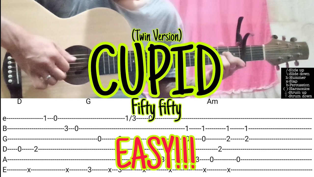 CUPID(TWIN VERSION)-FIFTY FIFTY|FINGERSTYLE(TABS ON THE SCREEN)WITH ...
