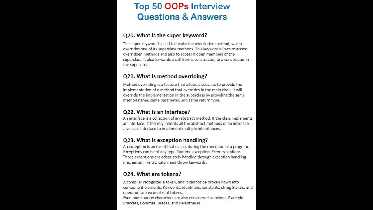 Top 50 OOPS Interview Question & Answers @tanziltech #java # ...