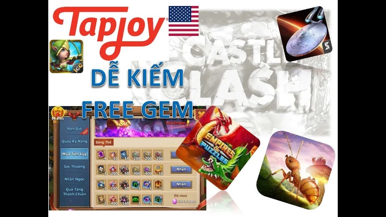 Loạn thành chiến- CCVN- Cày gem free tapjoy các game dễ làm - YouTube
