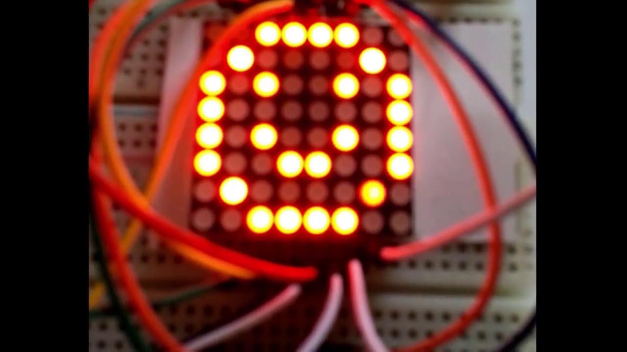 led dot matrix demo1 using one 8x8 display - YouTube