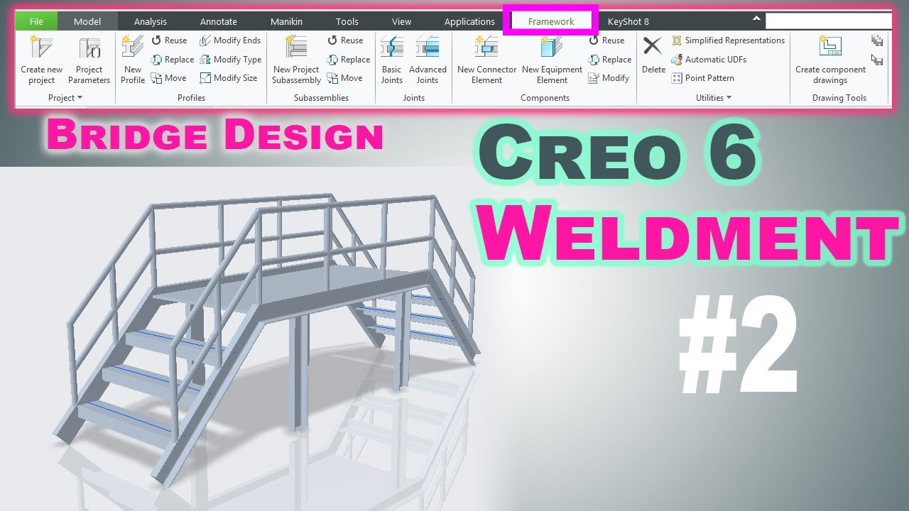 Creo 6 Bridge Deisgn using Weldment - YouTube