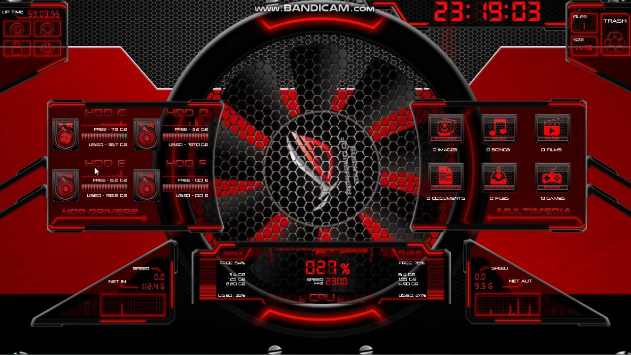 Windows 7 Ultimate Desktop with Red Asus ROG Rainmeter 2018 - YouTube