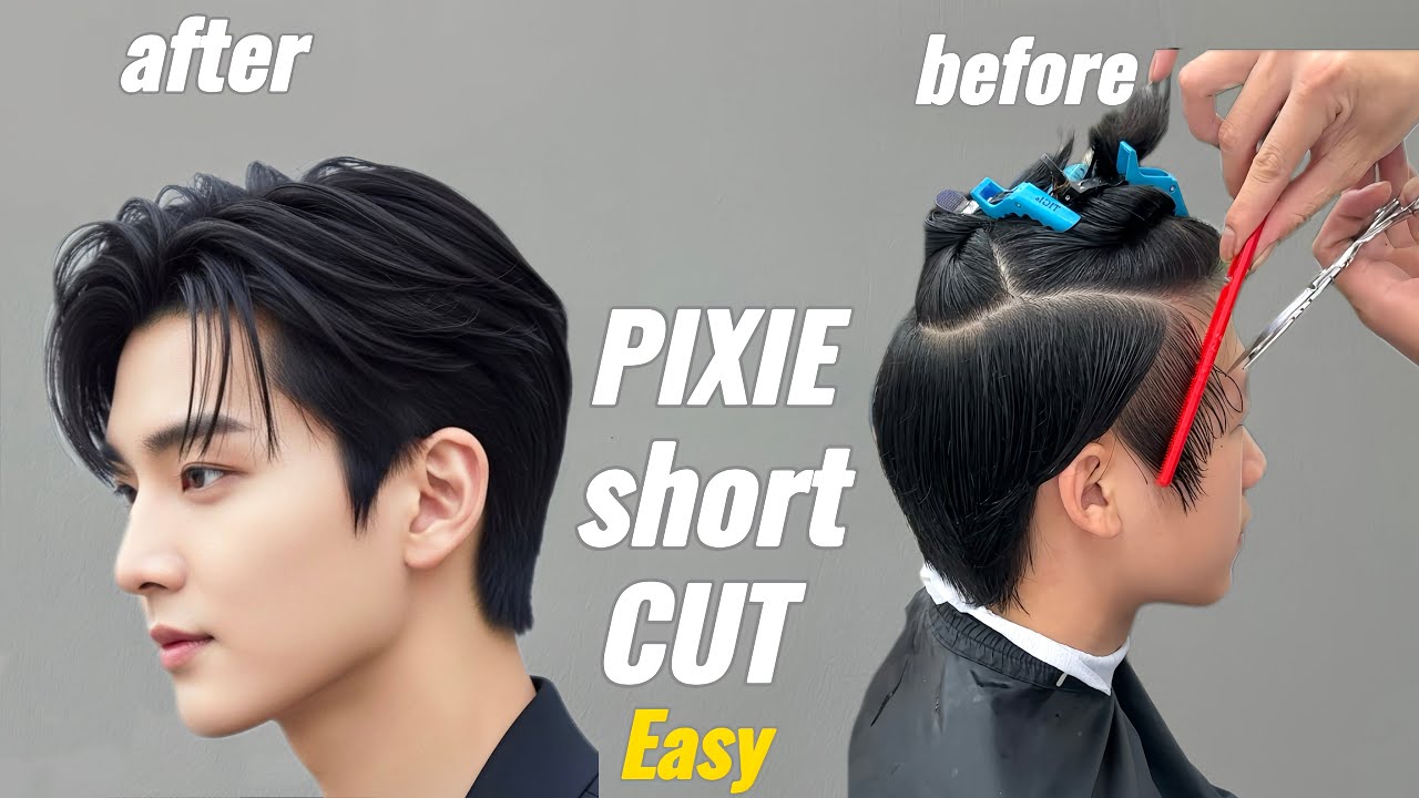 How to cut a pixie haircut with scissors | Step-by-step guide | Easy ...