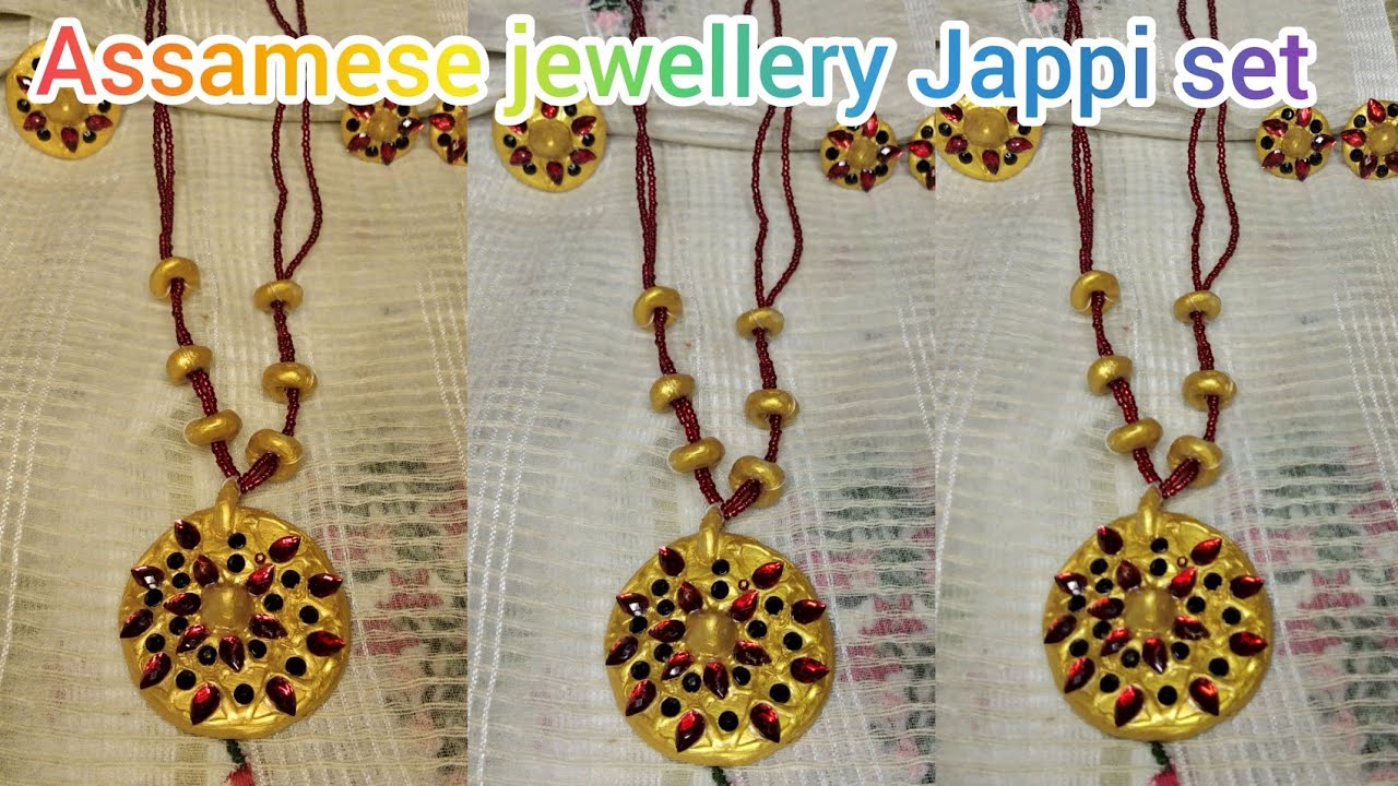 How to make Assamese jewellery Jappi set ,made by air dry mouldit clay ...