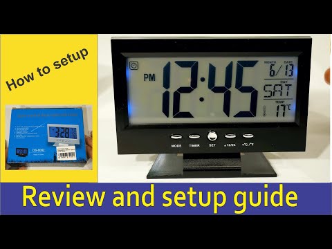 Review and how to setup  the LCD Digital Table Temperature Sensor Lightup Clock.