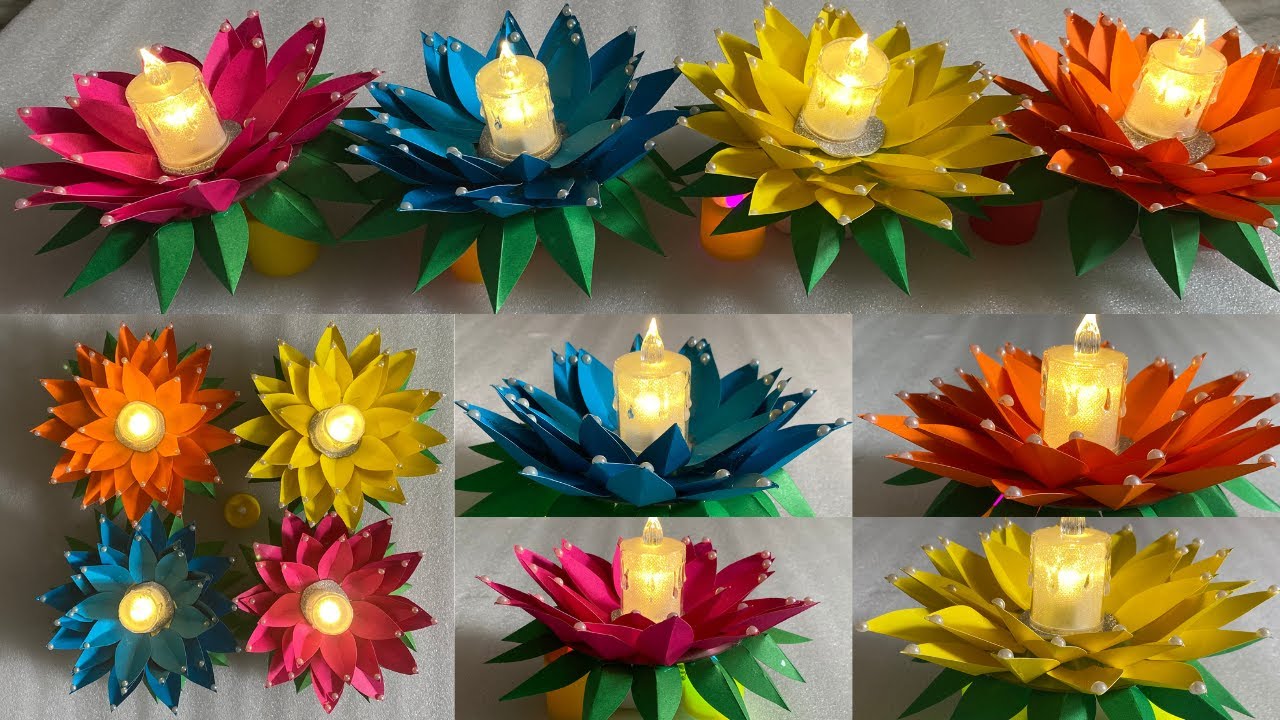 Diwali Series #8 | *THICK CHART PAPER* Lotus Flower Making Ideas ...