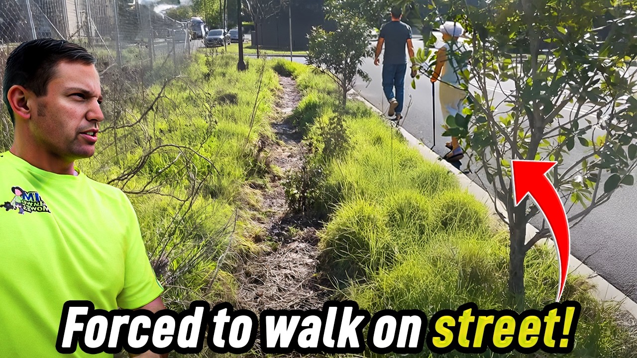 UNSAFE footpath forces people to WALK on the STREET! - YouTube